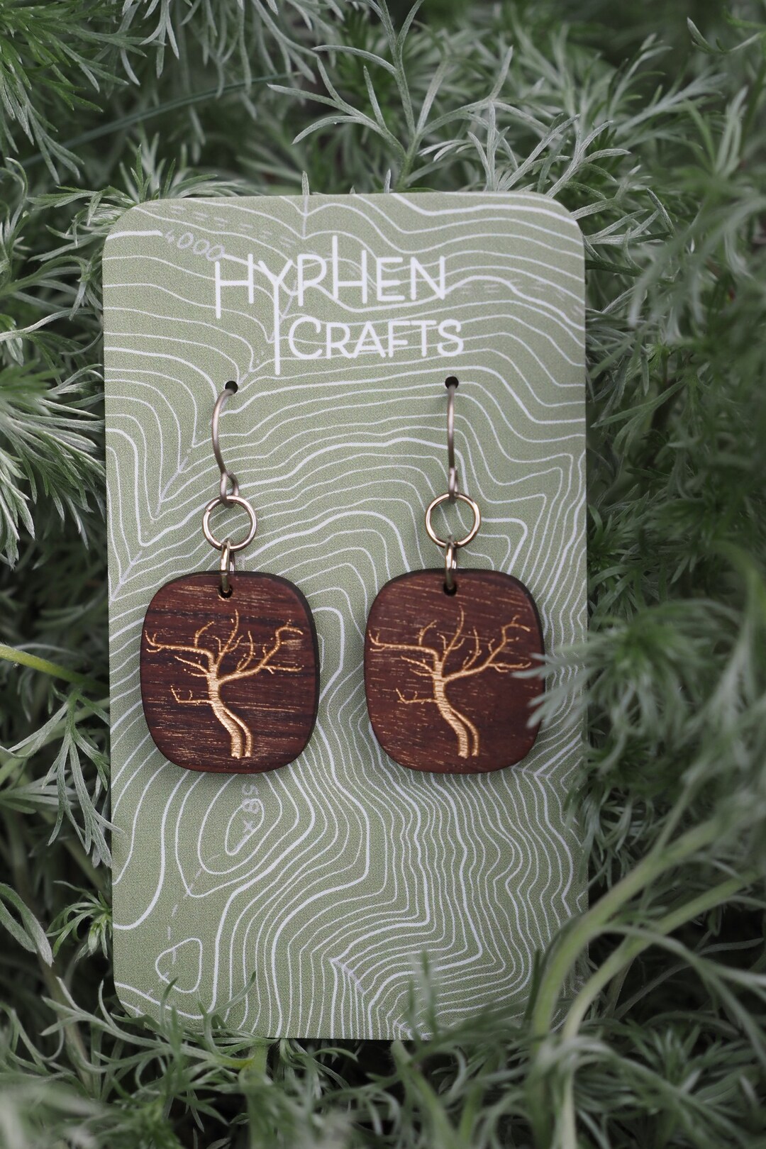 Gold Tree Wood Earrings Smooth Bolivian Rosewood With Hand Painted Gold ...