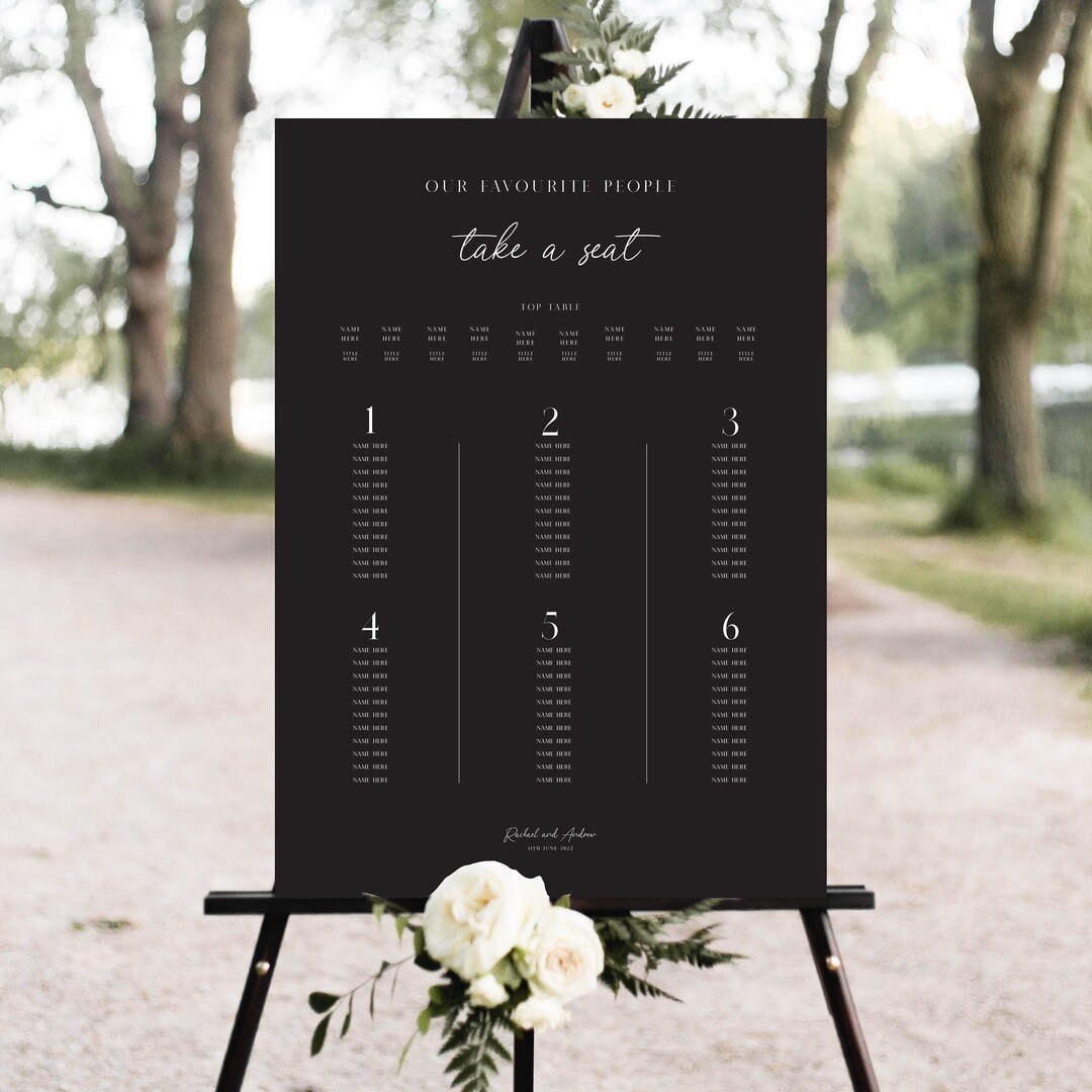 Custom Table Plan Wedding Sign Event Sign Black and White - Etsy