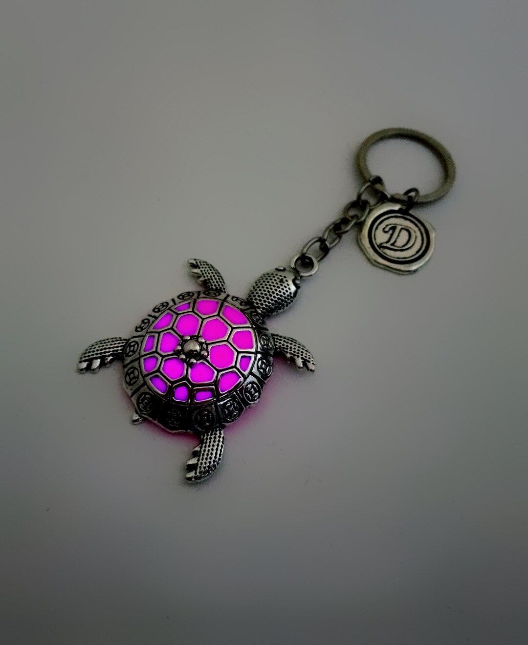 LARGE Personalized Turtle Personalized Keychain, Pink Glow in the Dark ...