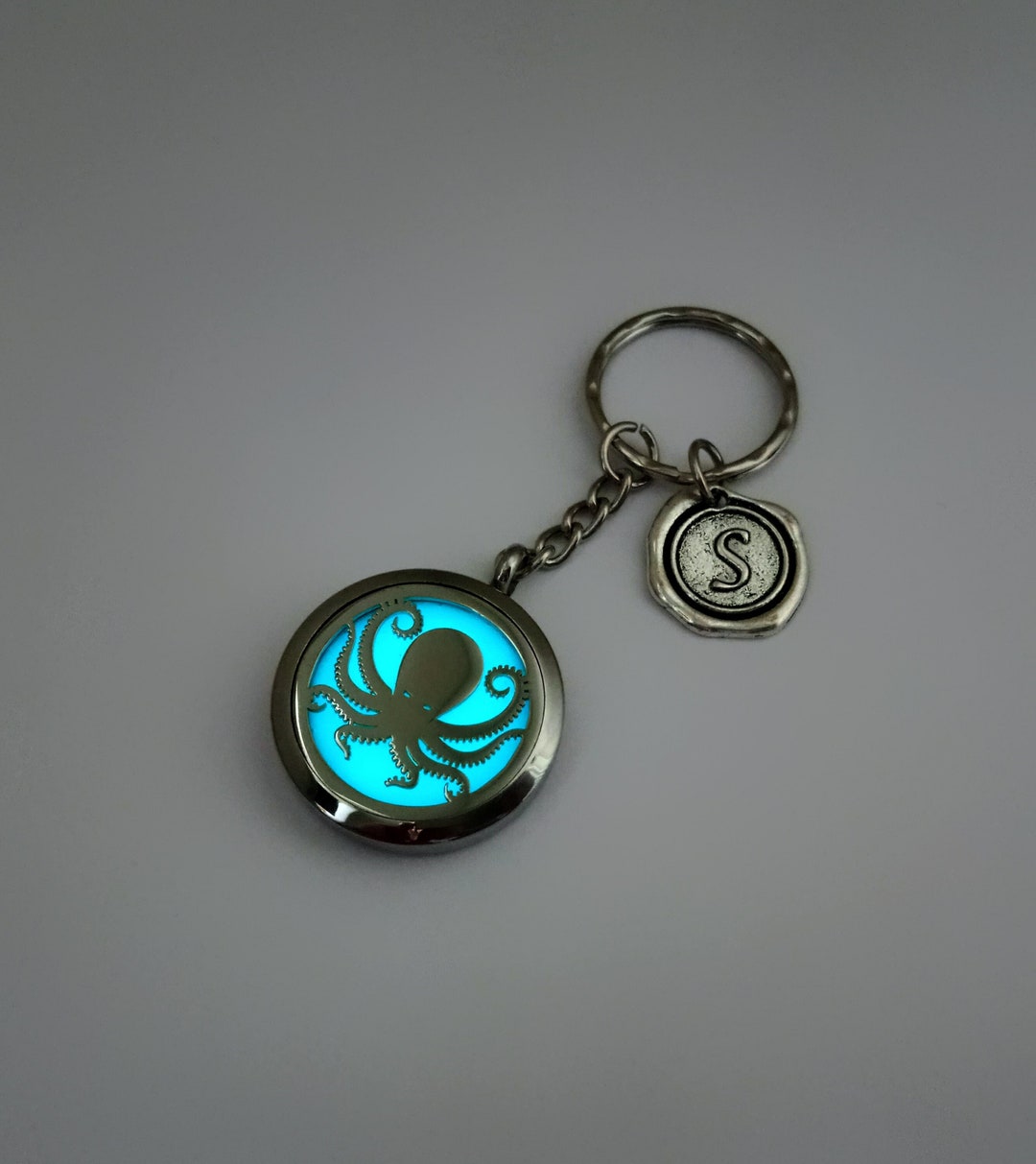Octopus Key Ring, Ocean Jewelry Sea Life Gift, Glow in the Dark Octopus ...