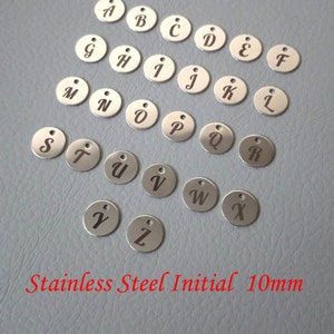 Stainless Steel Laser Engraved Initial 10mm Charm - Etsy