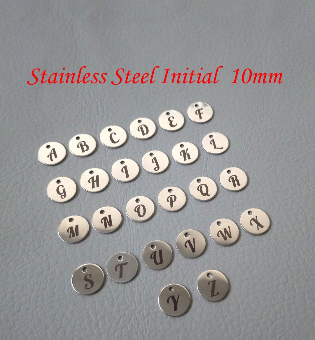 Stainless Steel Laser Engraved Initial 10mm Charm - Etsy