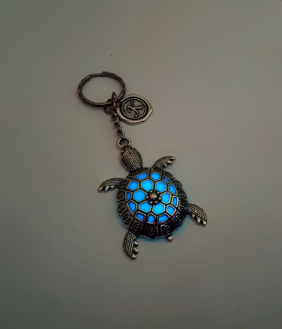 Large or Small Personalized Turtle Keychain, BLUE Glow in the Dark ...