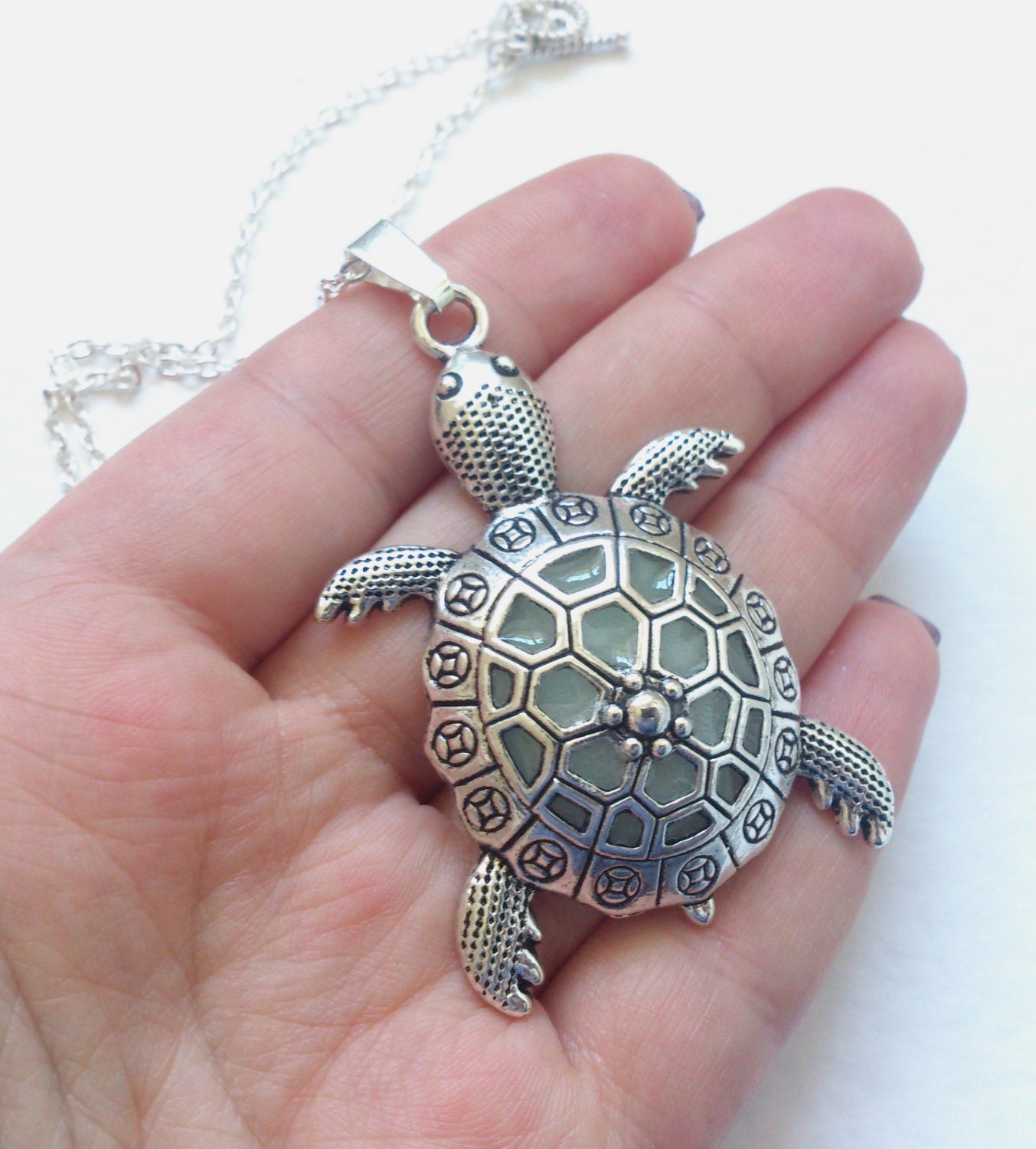 Tortoise Necklace, Glow in the Dark Beach Jewelry, Sea Turtle Pendant ...