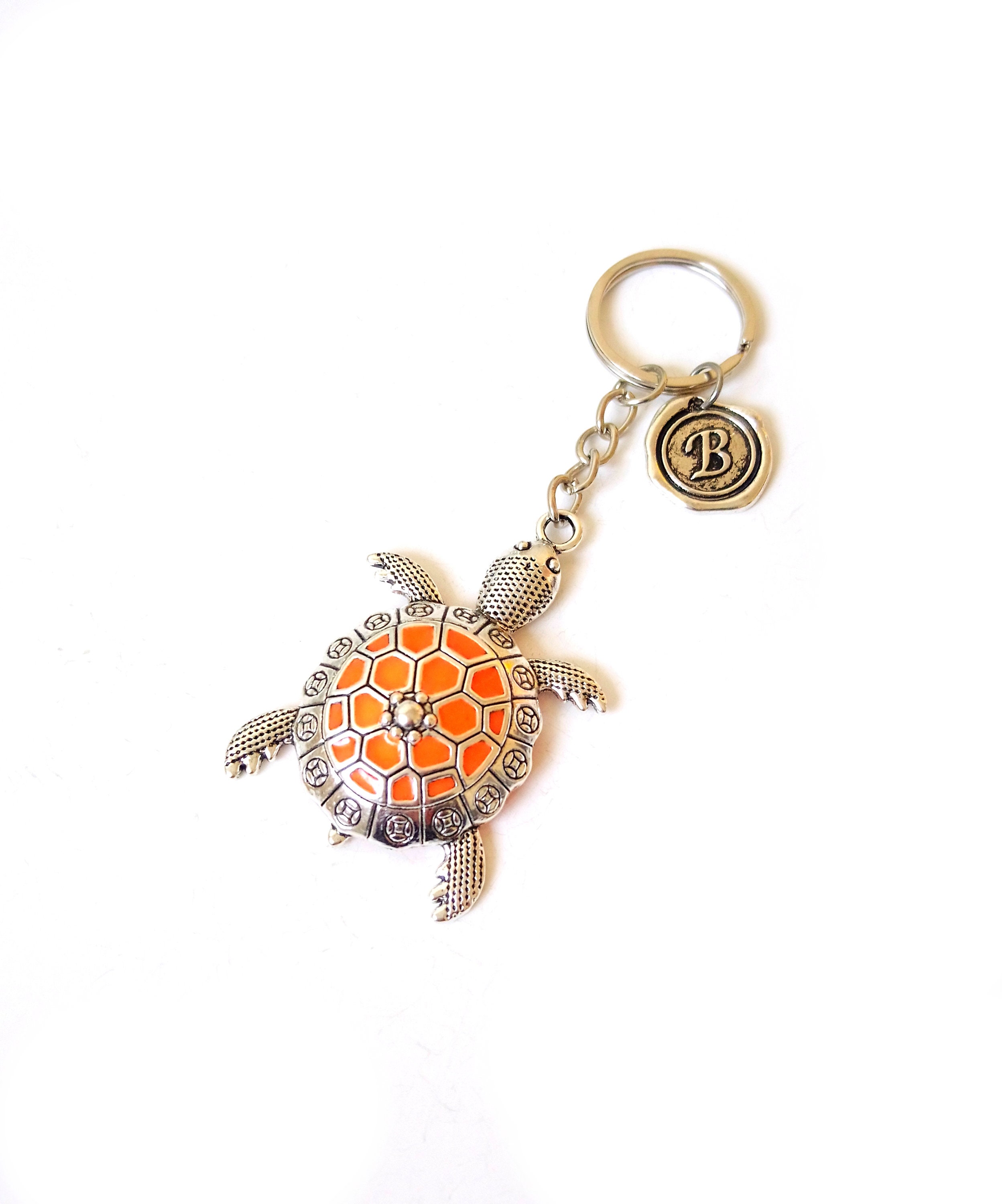 LARGE Personalized Turtle Personalized Keychain Orange Glow | Etsy