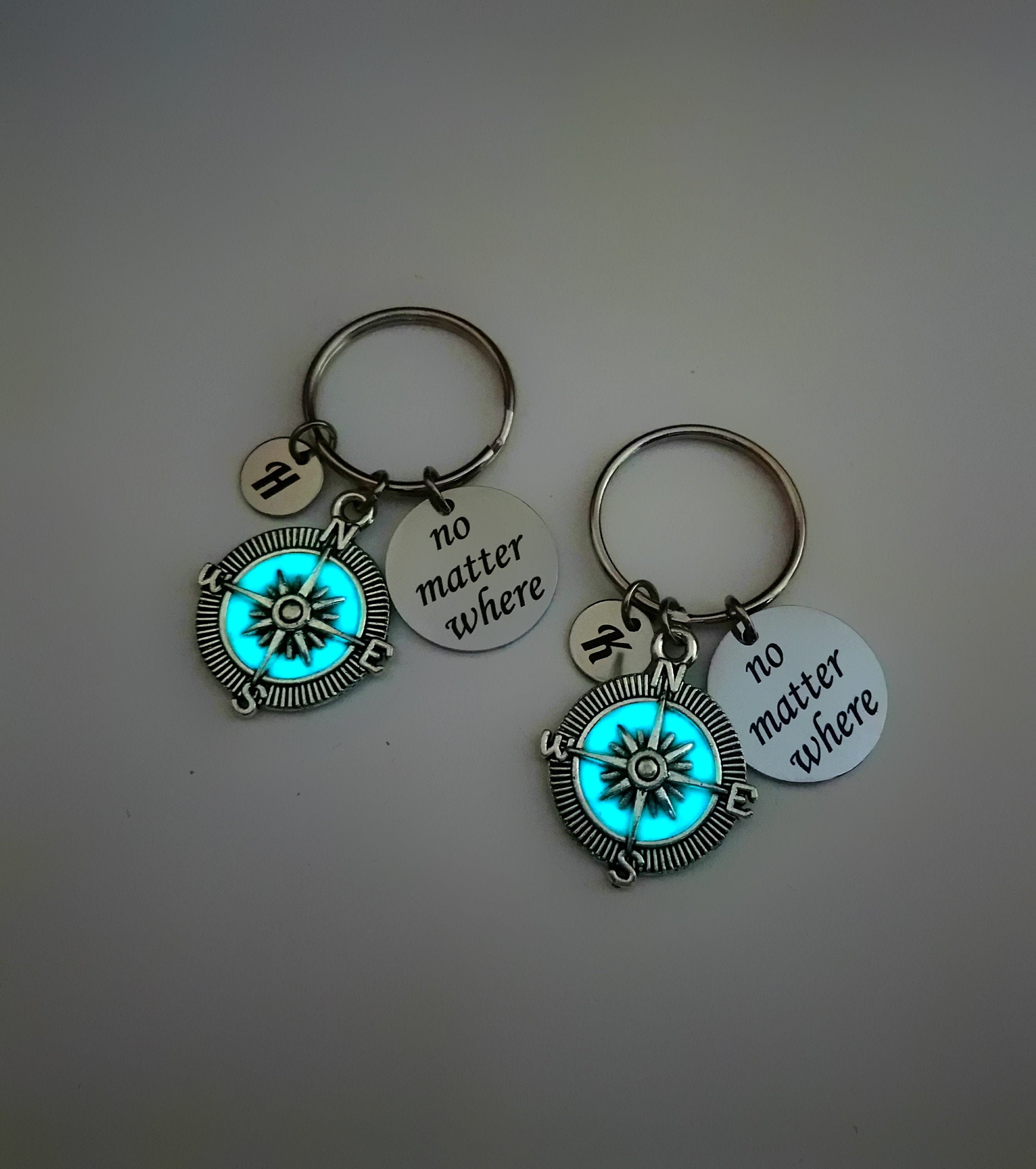 Set of 2 Keyrings Glow in the Dark No Matter WHERE Couple - Etsy UK