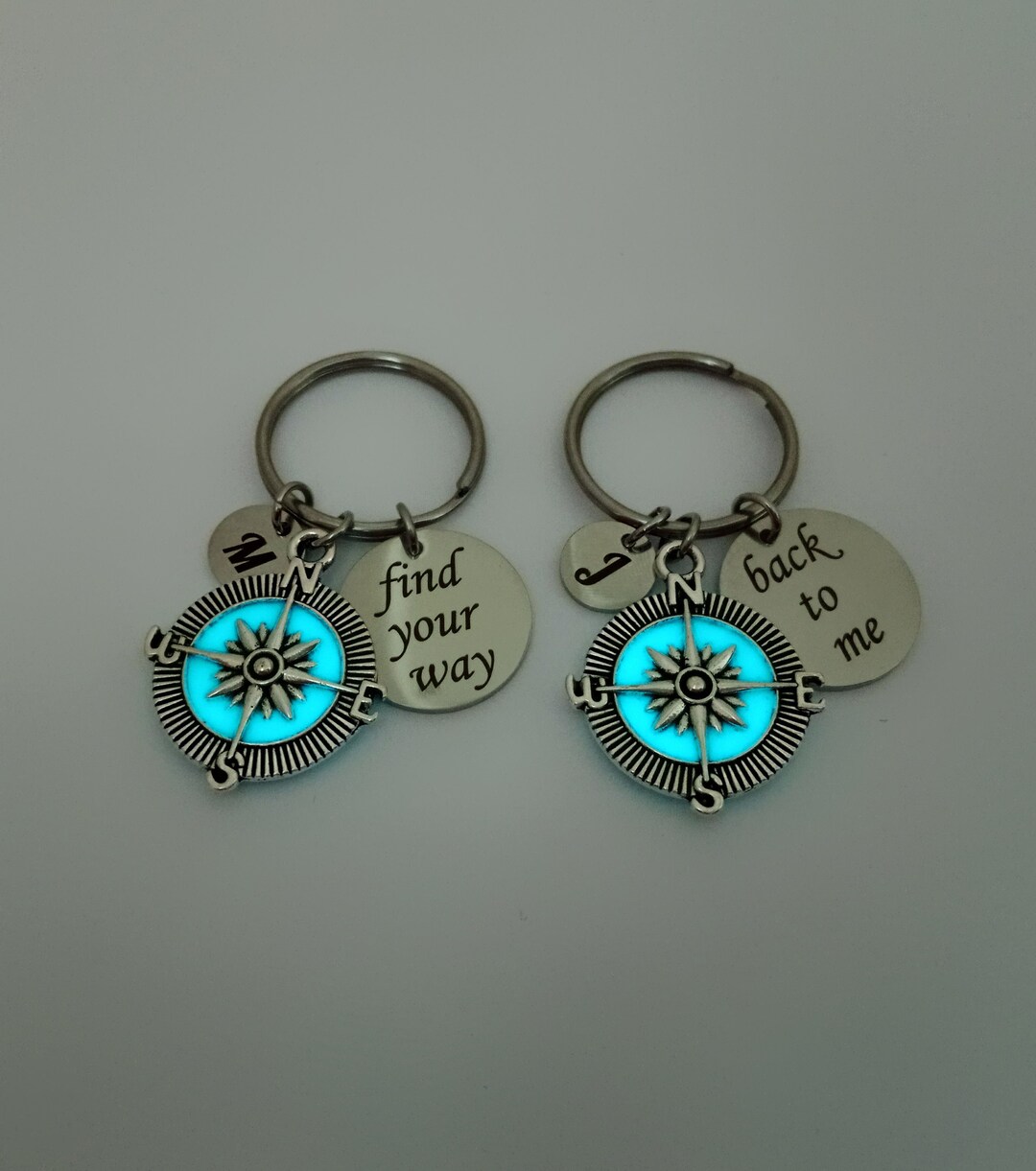 Glow in the Dark Compass Keyrings: Relationship Keychain Set - Etsy
