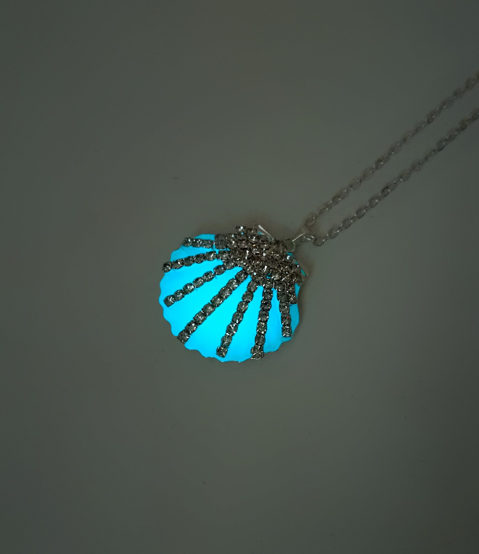 Aqua Glowing Seashell Necklace, Glow in the Dark Pendant - Etsy