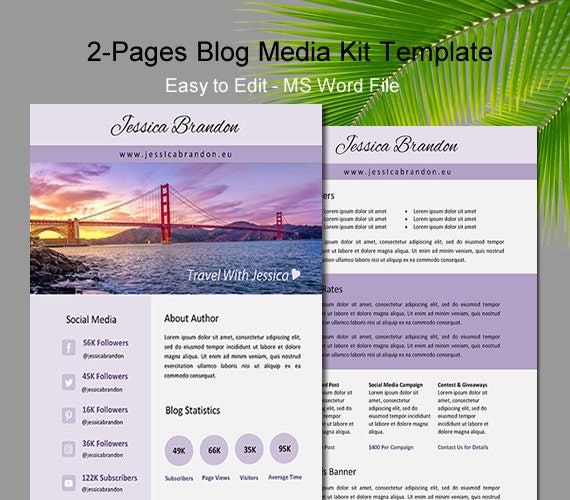 Custom Media Kit Template for Bloggers Blog, Custom Press Kit for Your ...