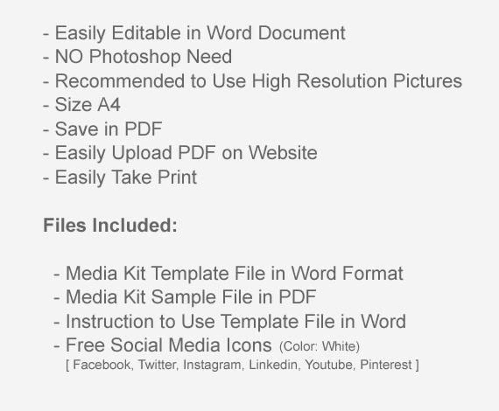 Media Kit Template, One Page Media Kit, Media Kit for Blogger, Press ...