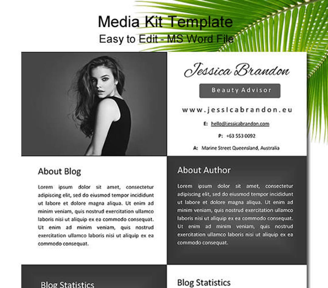 Media Kit Template, Blogger Media Kit, One Page Media Kit, Press Kit ...