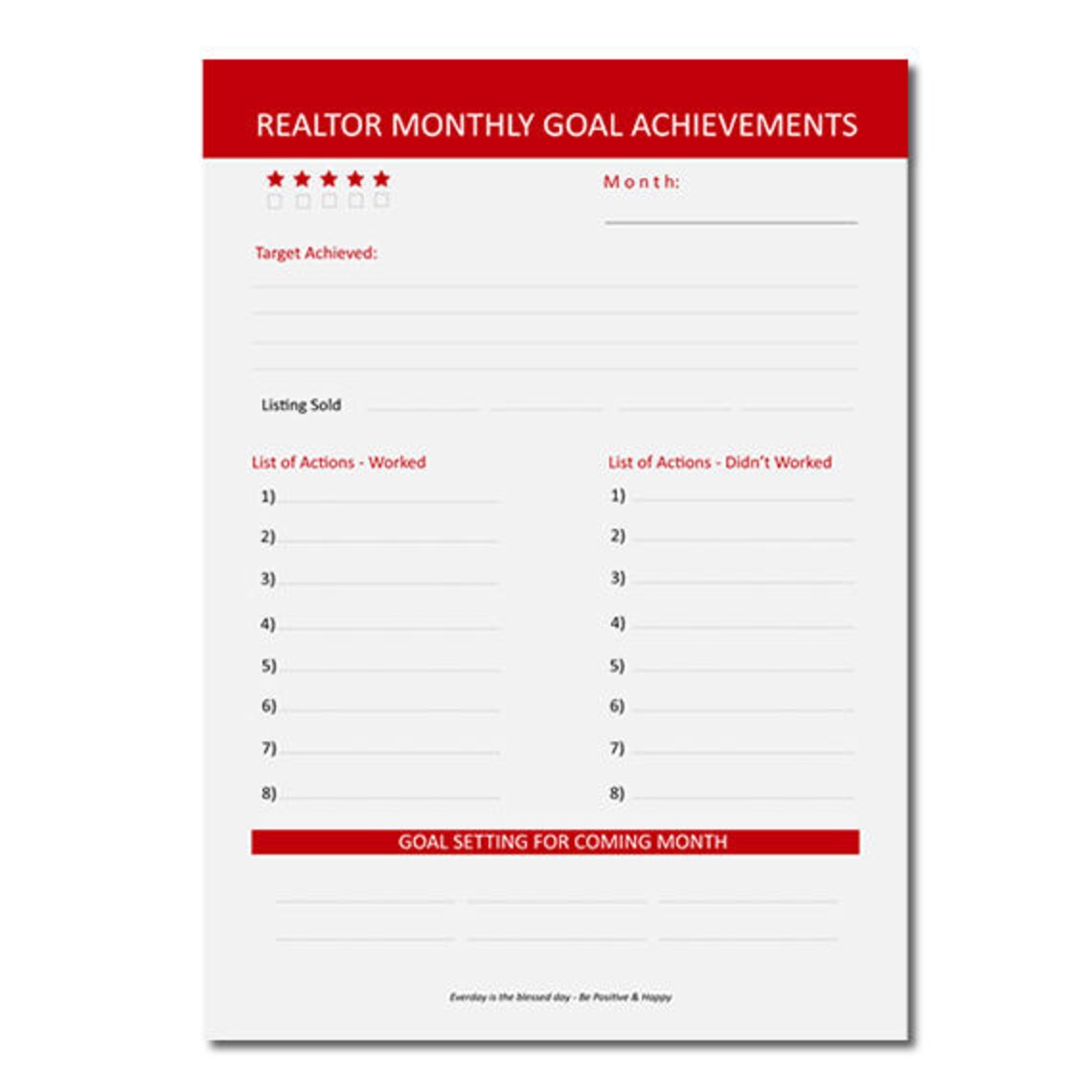 Real Estate Goal Planning, Realtor Form, Real Estate Forms, Real Estate ...