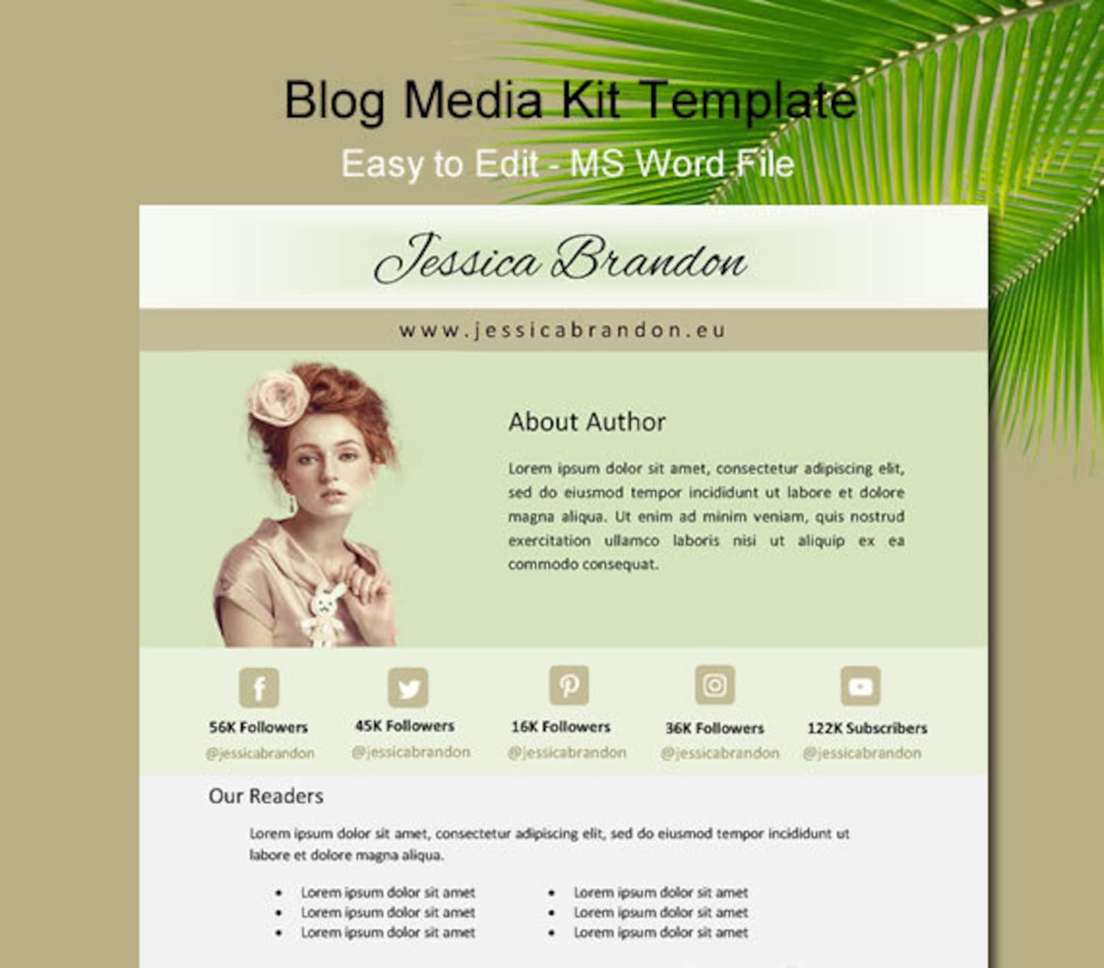Media Kit Template, Blogger Media Kit, One Page Media Kit, Press Kit ...