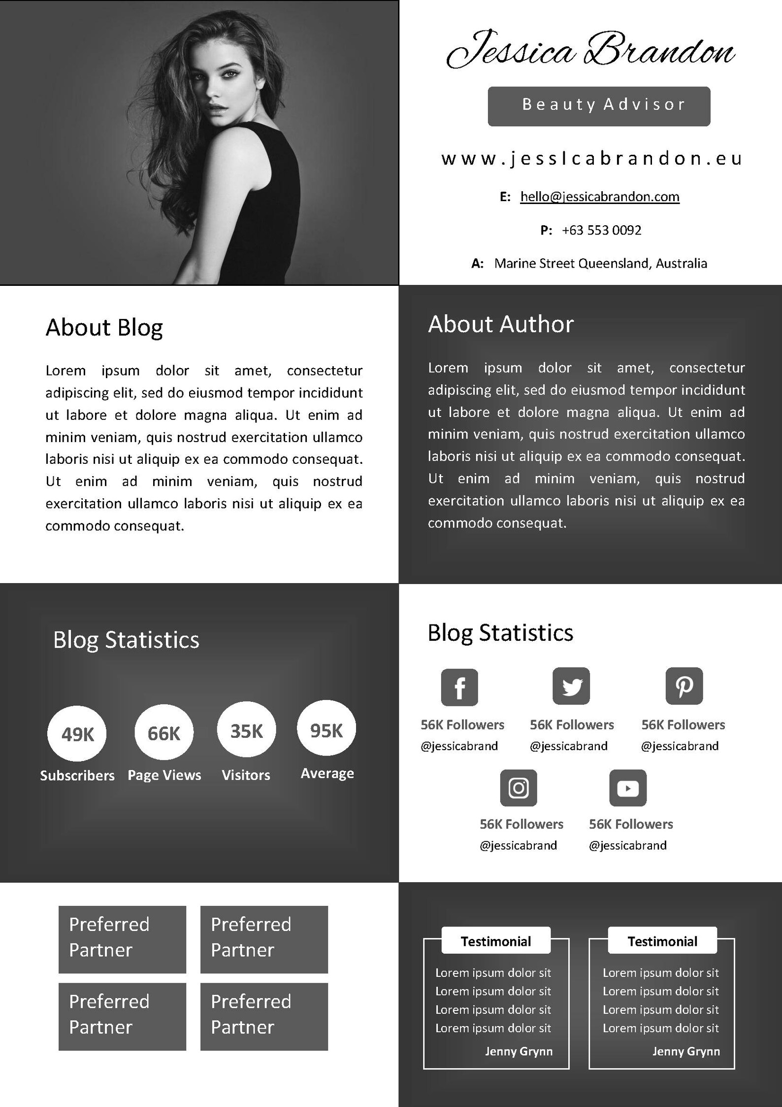 Media Kit Template Blogger Media Kit One Page Media Kit - Etsy