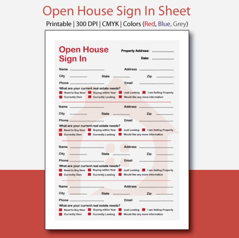 Real Estate Open House Sign in Sheet, Open House Sign In, Open House ...