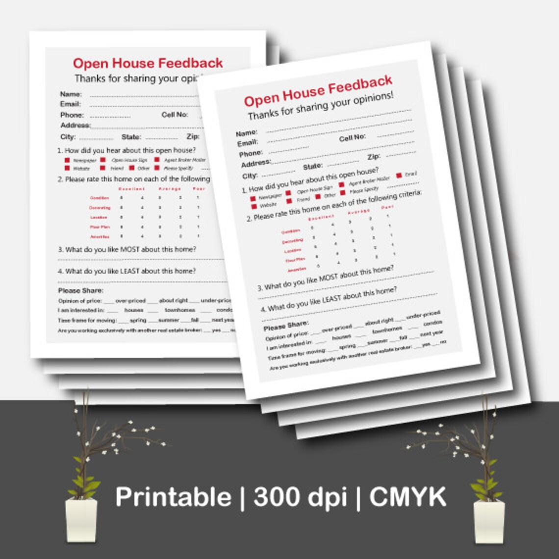 Real Estate Open House Feedback Form Real Estate Signs Real - Etsy