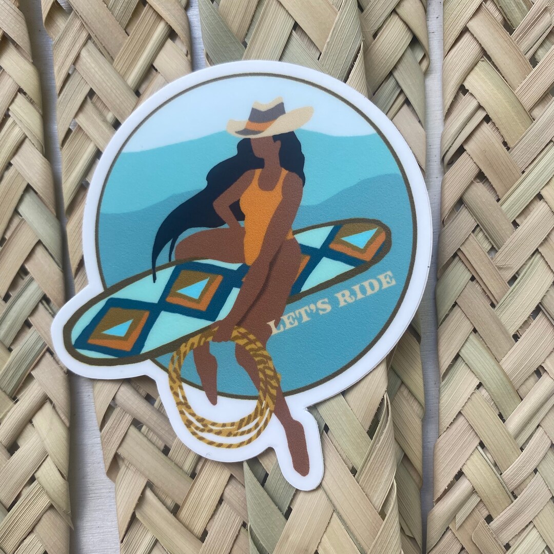 Let’s Ride Girl Surf Sticker - Etsy