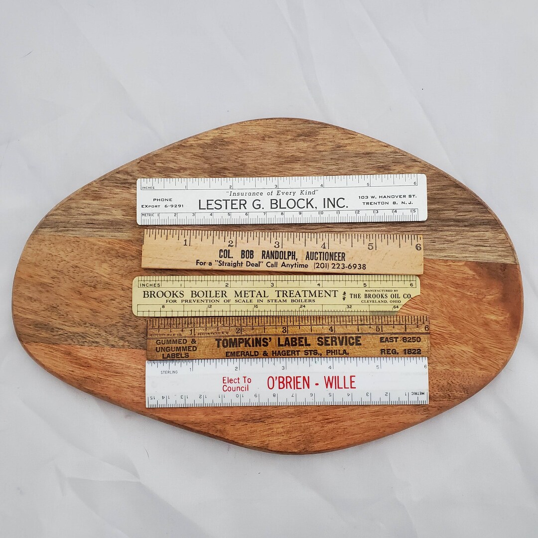 Vintage Lot of 5 6" Rulers- Wooden and Plastic Rulers With ...