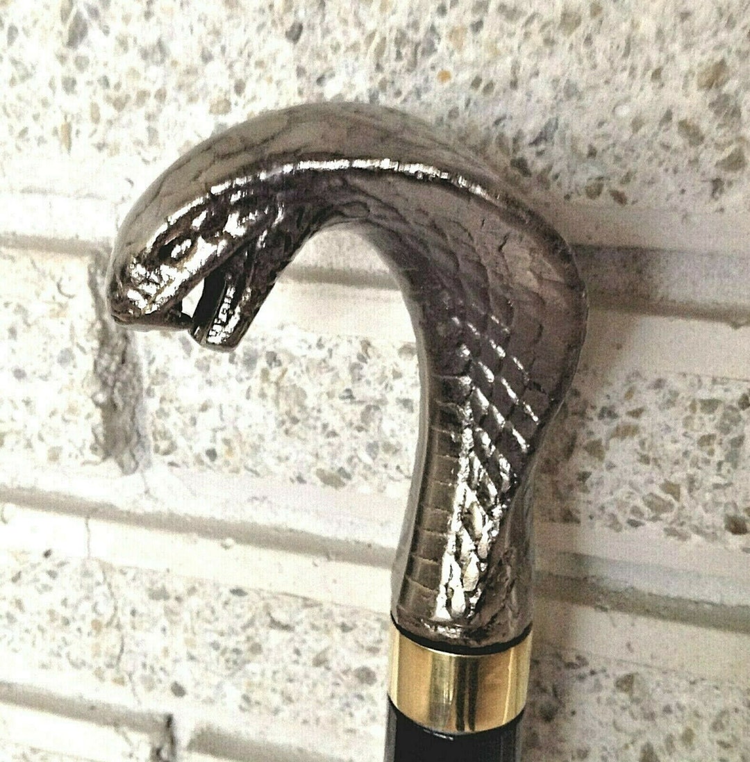 Cane King Cobra Serpent Snake Head Metallic Pharaoh Handled Cane ...