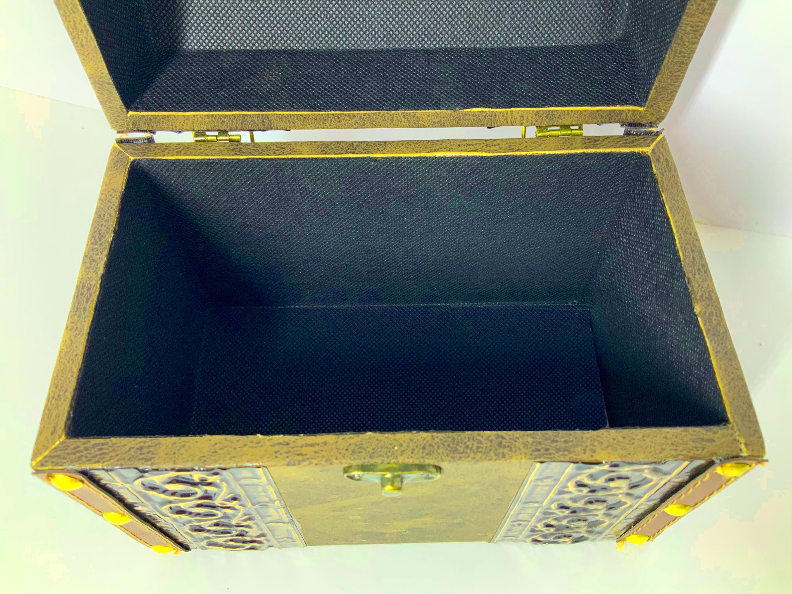Vintage Wooden Treasure Chest Trinket Box Storage 8x4 Inches Hinged Lid ...