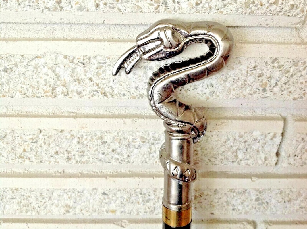 Vintage Rattlesnake Handle Cane - Gentleman's Walking Stick, Steampunk ...