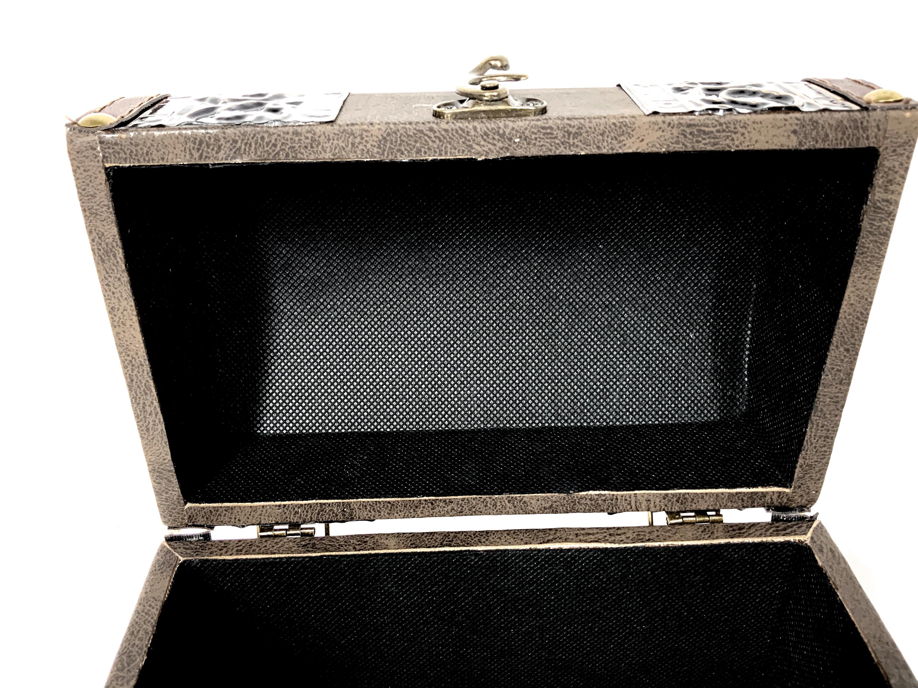 Vintage Wooden Treasure Chest Trinket Box Storage 8x4 Inches Hinged Lid ...
