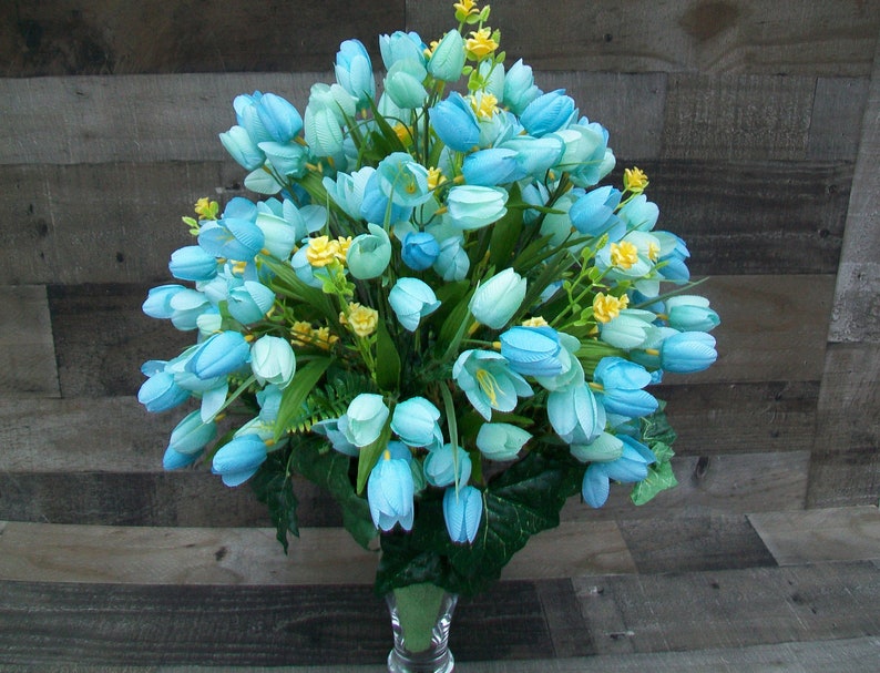 Spring Summer Blue Tulip Cemetery Cone Gravesite Floral Arrangement - Etsy