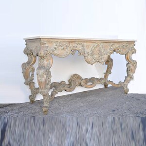 Antique French Louis XV Rococo Style Finely Carved 68 Marble Top ...