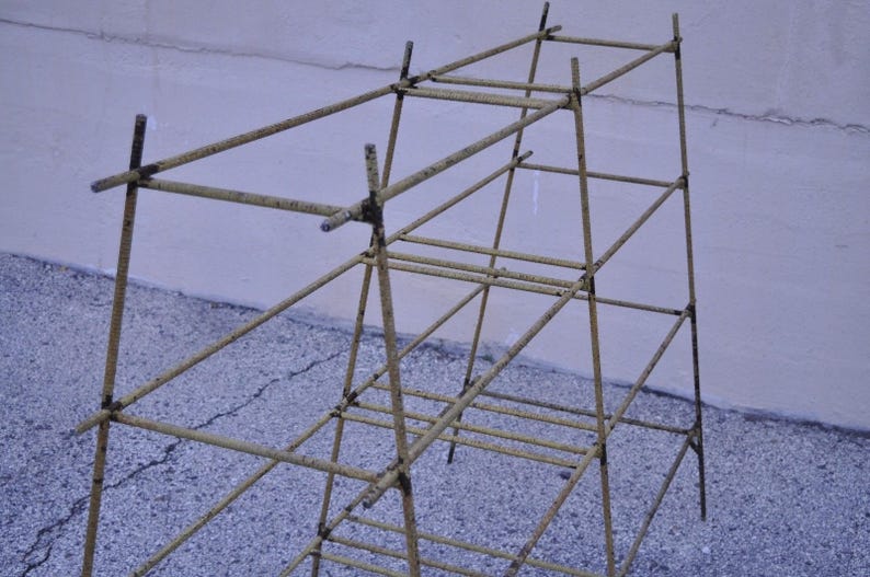 Industrial Modern Iron Rebar Shelf Rusty Yellow Display Bookcase ...