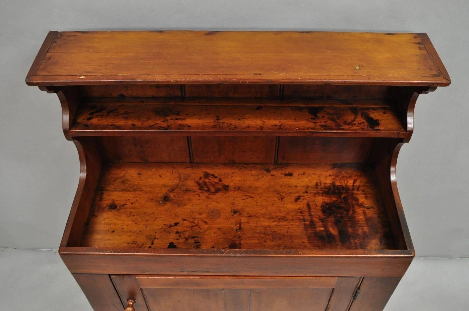 Antique French Country Colonial Pine Wood 50" H Drysink Kitchen Jelly ...