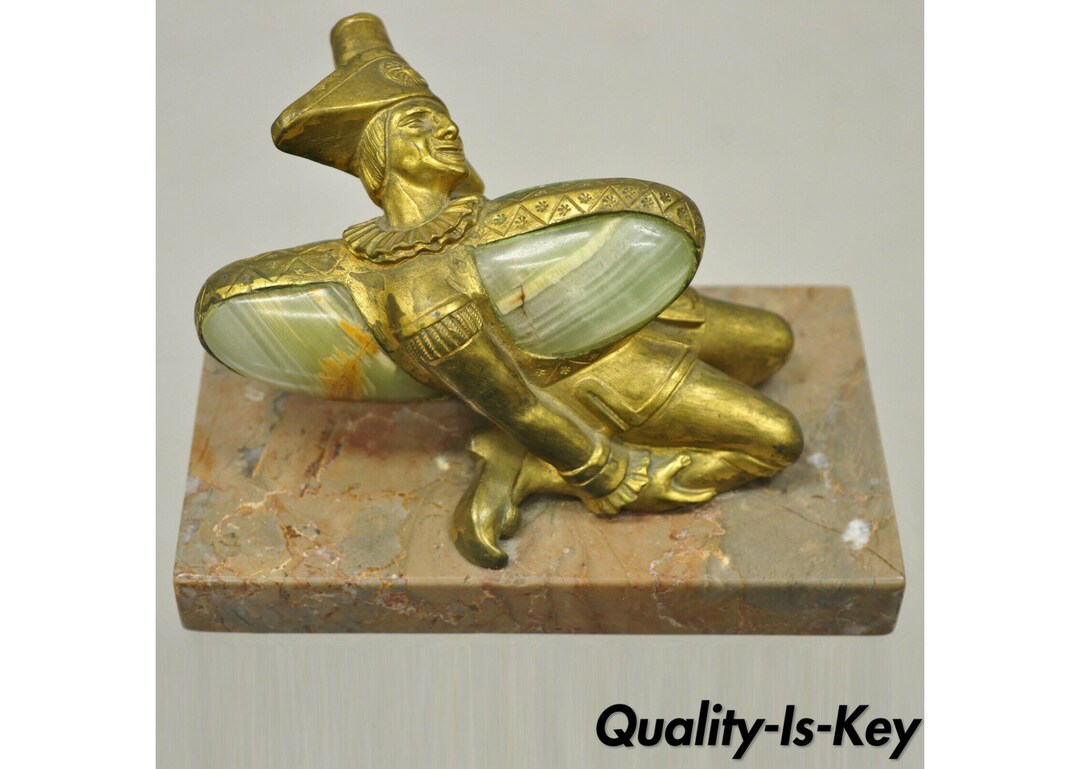 In a Pickle Antique Bronze Oriental Trinculo Jester Paperweight Onyx ...