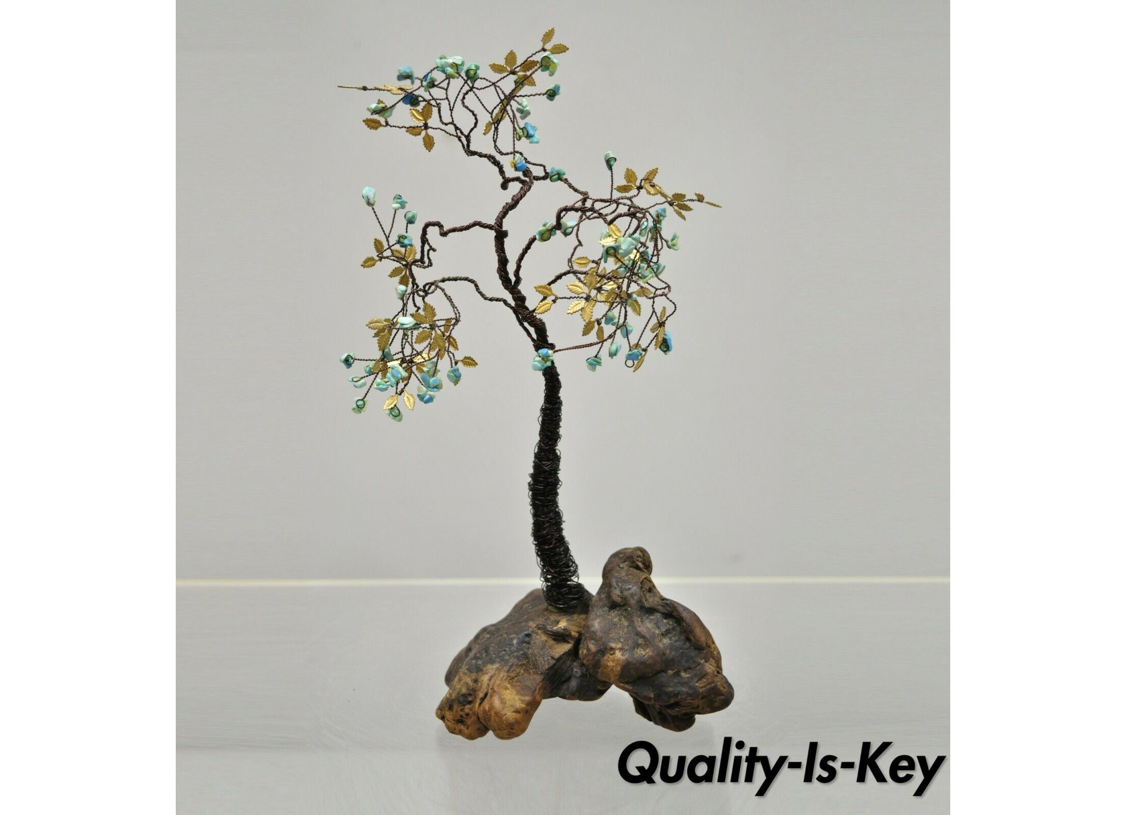 Copper Wire 14 Bonsai Tree Brass Leaves Stone Fruit | Etsy