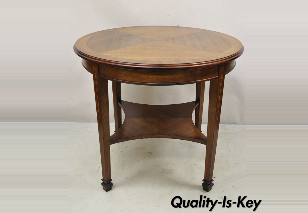 Antique Mahogany Edwardian Bellflower Inlay Round Center Table - Etsy