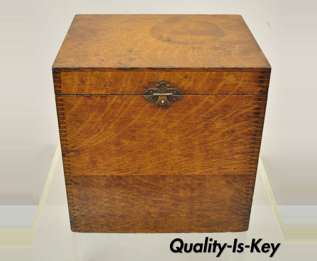 Antique 11 Oak Wood Arts & Crafts Storage Hinged Sewing - Etsy