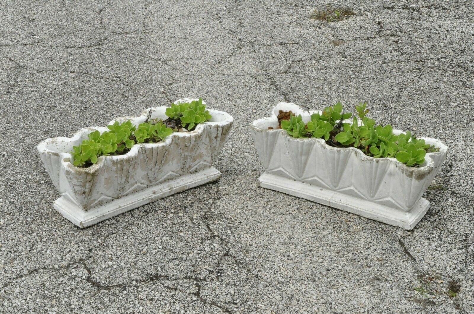Pair of Art Deco Cement Concrete Stone Geometric Garden - Etsy