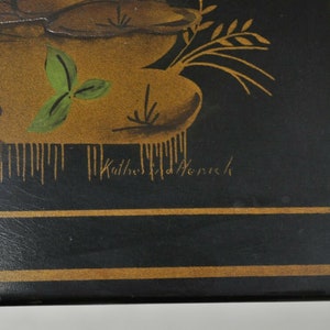 3 Vintage Oriental Handpainted Black Lacquer Nesting Side Tables by ...