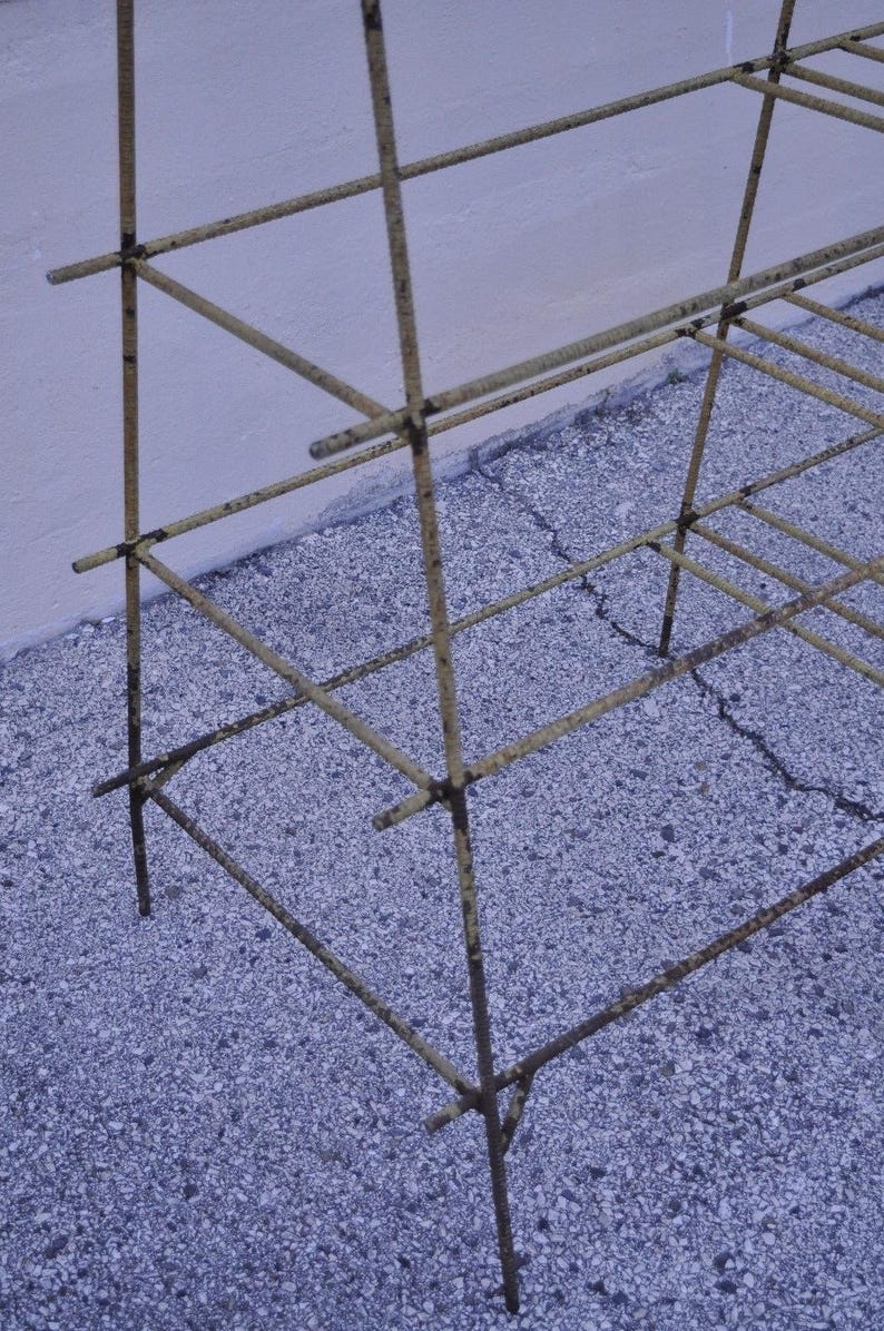 Industrial Modern Iron Rebar Shelf Rusty Yellow Display Bookcase ...
