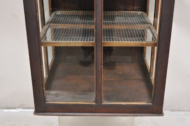 Antique Wood & Glass Counter Top Display County Store Pie Safe Display ...