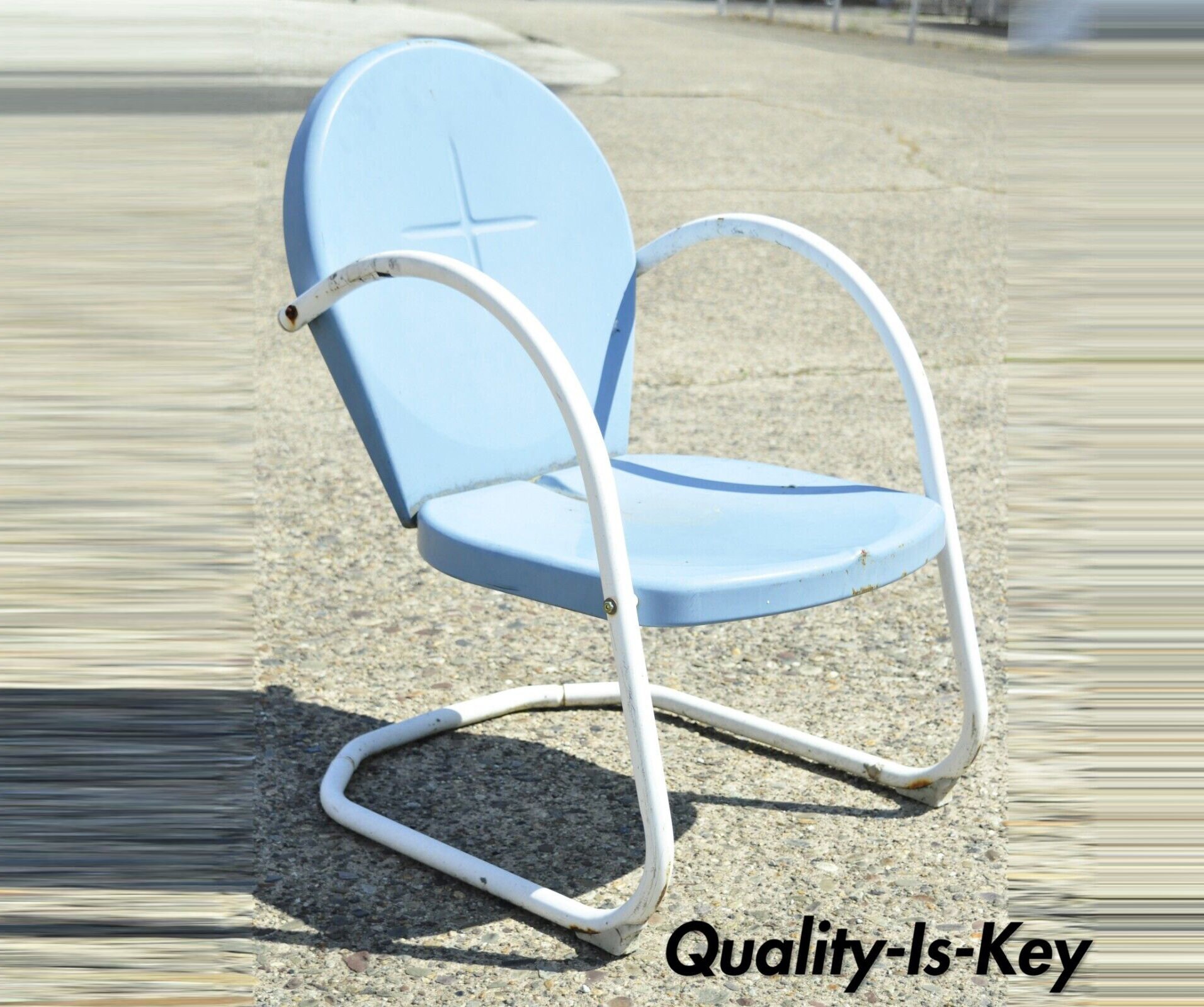 Blue metal outdoor chairs store
