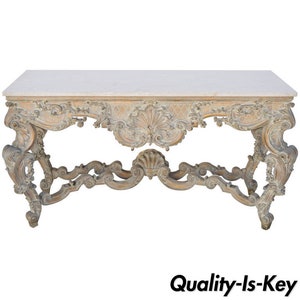 Antique French Louis XV Rococo Style Finely Carved 68 Marble Top ...