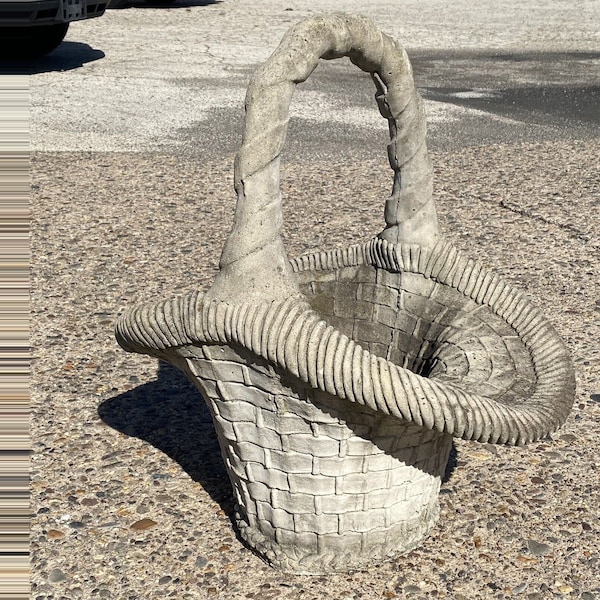 Concrete Handle Basket Planter - Etsy