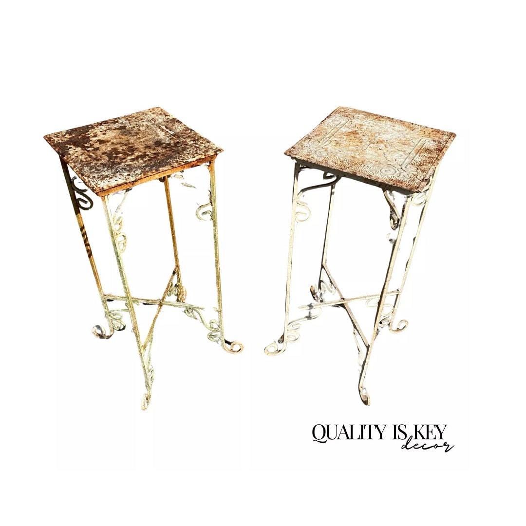 Metal Side Tables of Victorian Style Reclaimed Embossed Metal Celling ...