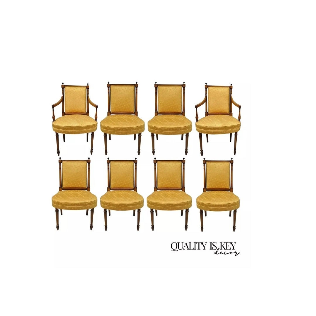 Maslow Freen French Empire Style Mahogany Upholstered Dining Chairs Set ...