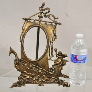 Antique French Renaissance Style Brass Oval Picture Frame With Ship and ...