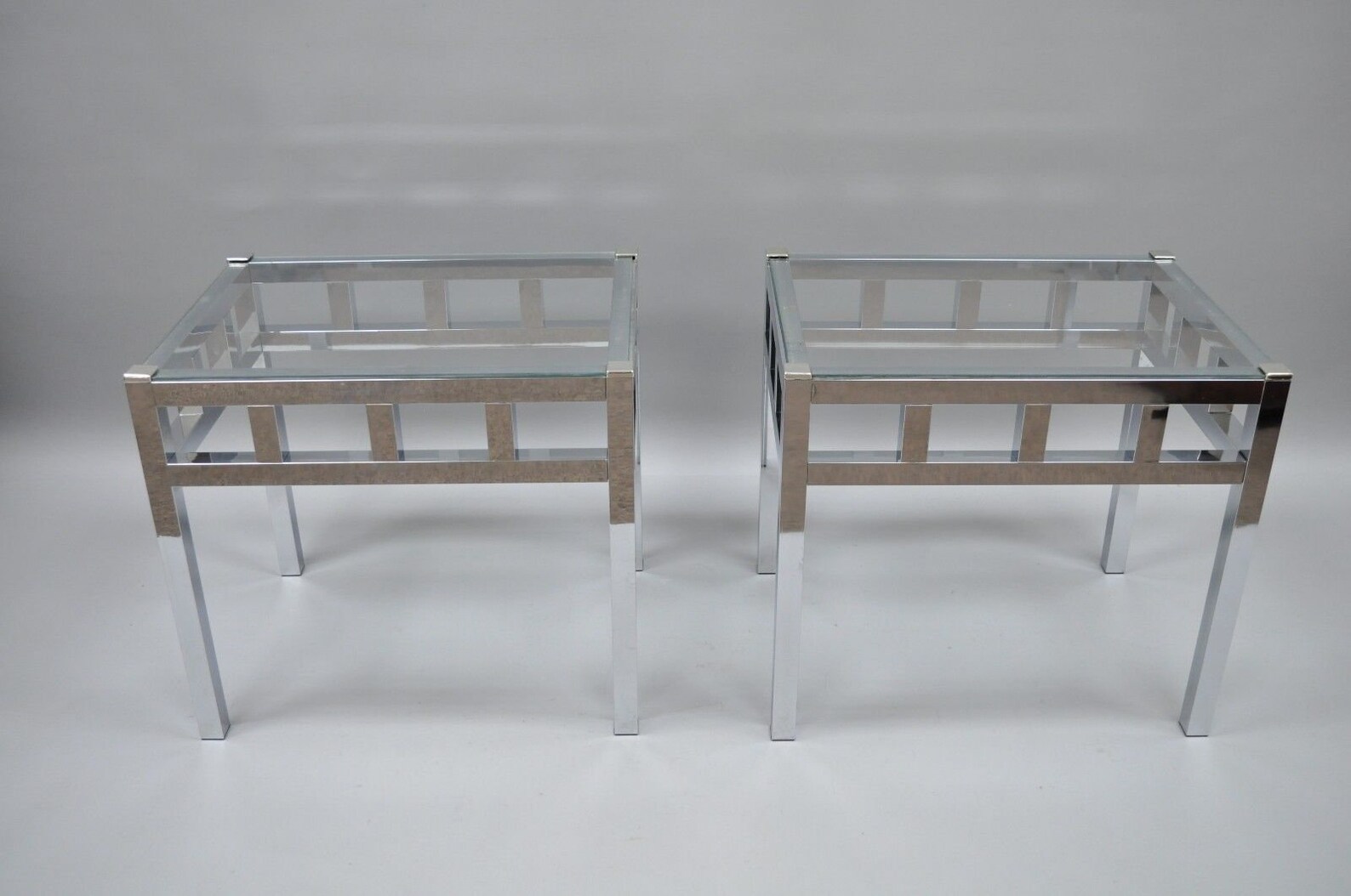 Pair of Chrome & Glass Mid Century Modern Rectangle End Table - Etsy