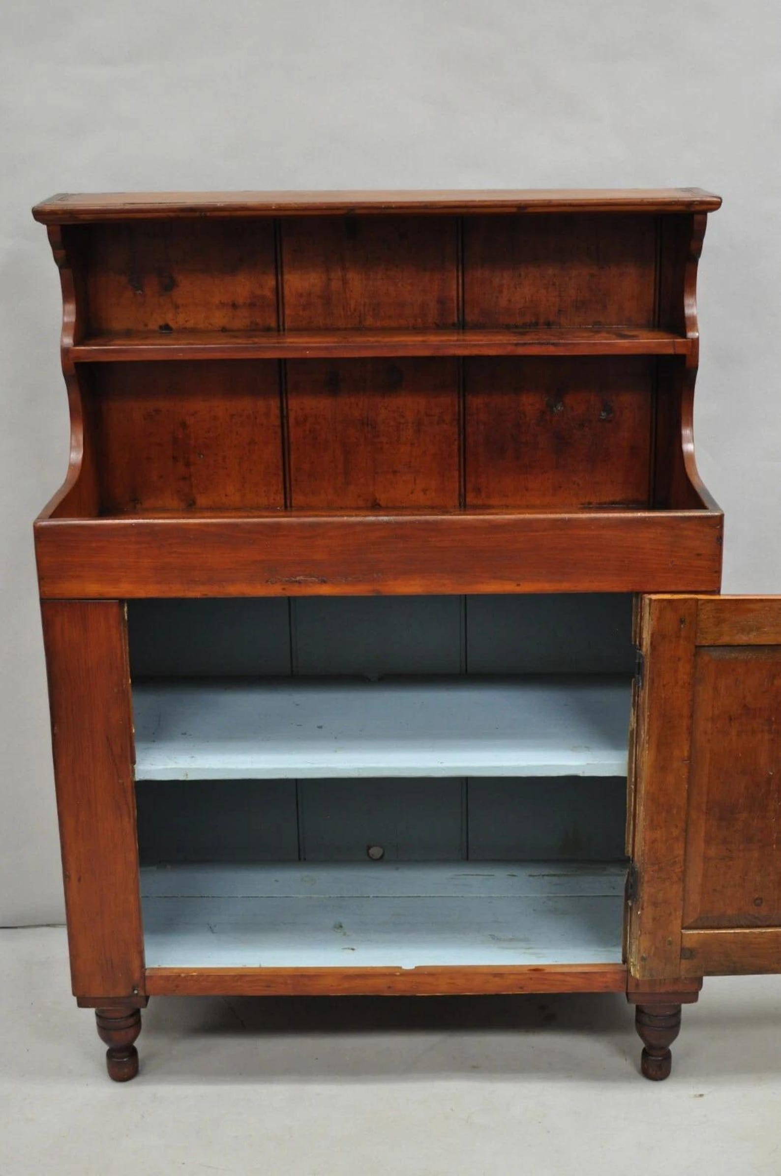 Antique French Country Colonial Pine Wood 50" H Drysink Kitchen Jelly ...