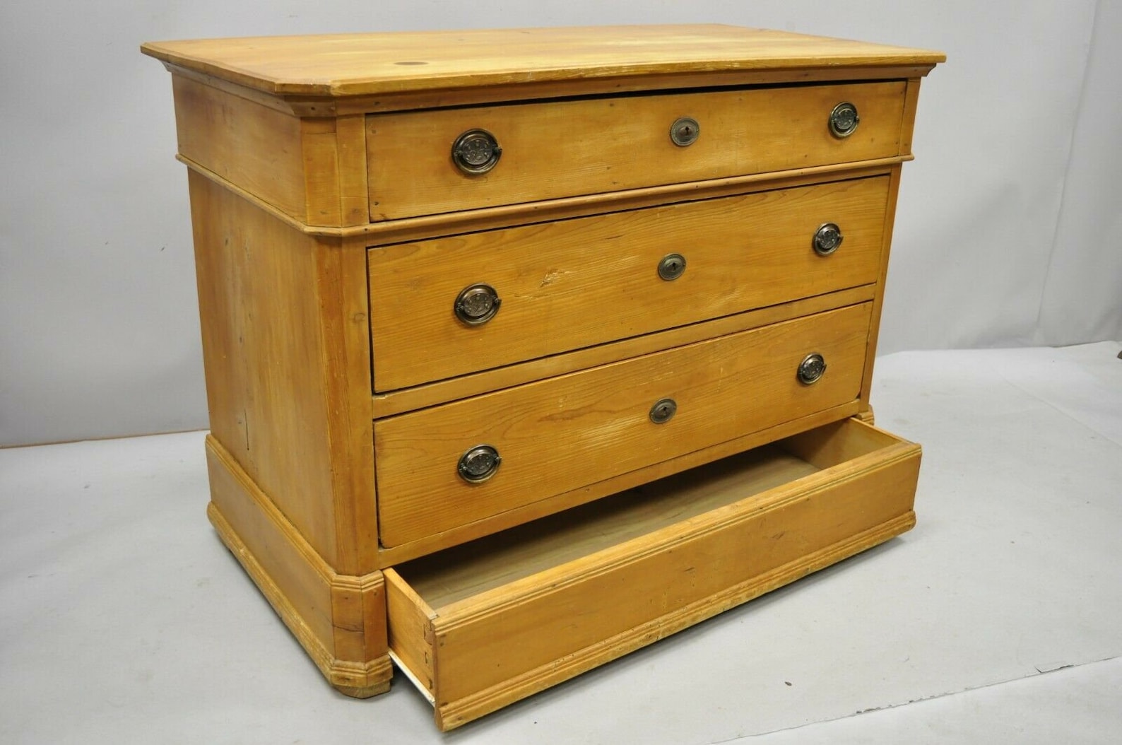 Antique 4 Drawer Primitive Rustic Pine Wood Low Chest Dresser | Etsy