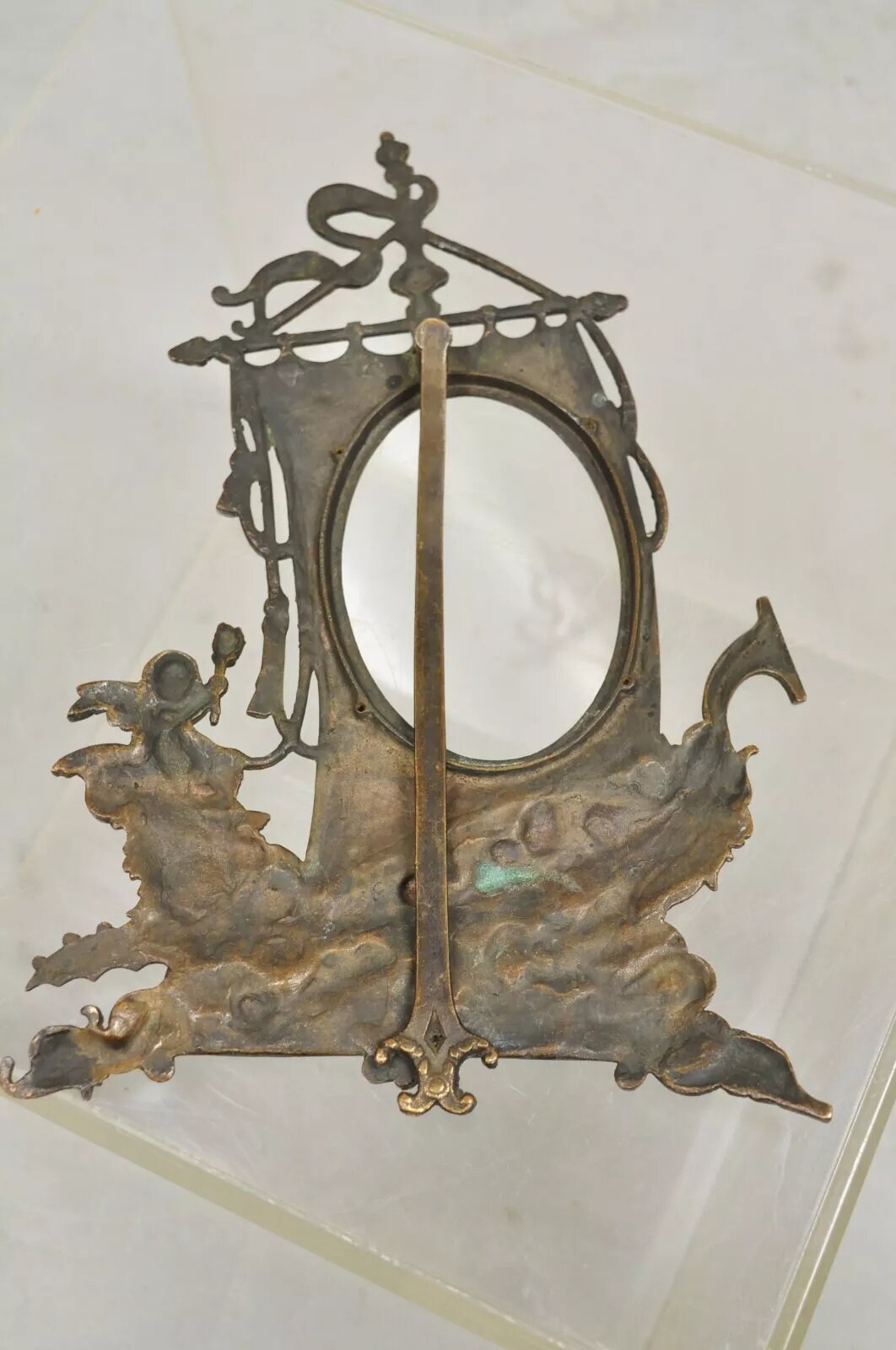 Antique French Renaissance Style Brass Oval Picture Frame With Ship and ...