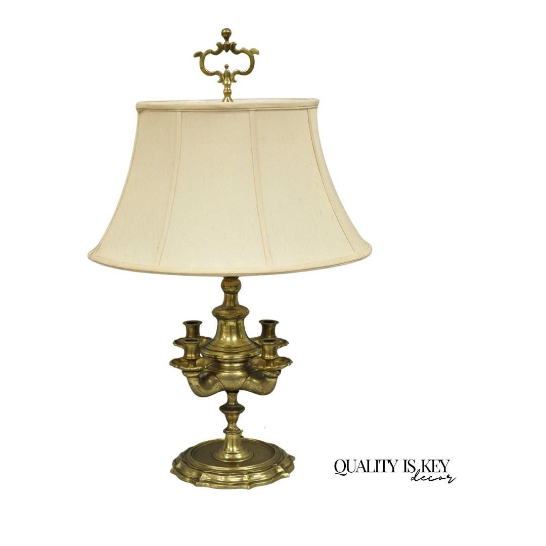 Vintage Middle Eastern Brass Genie Oil Lamp Candelabra Table Lamp W ...
