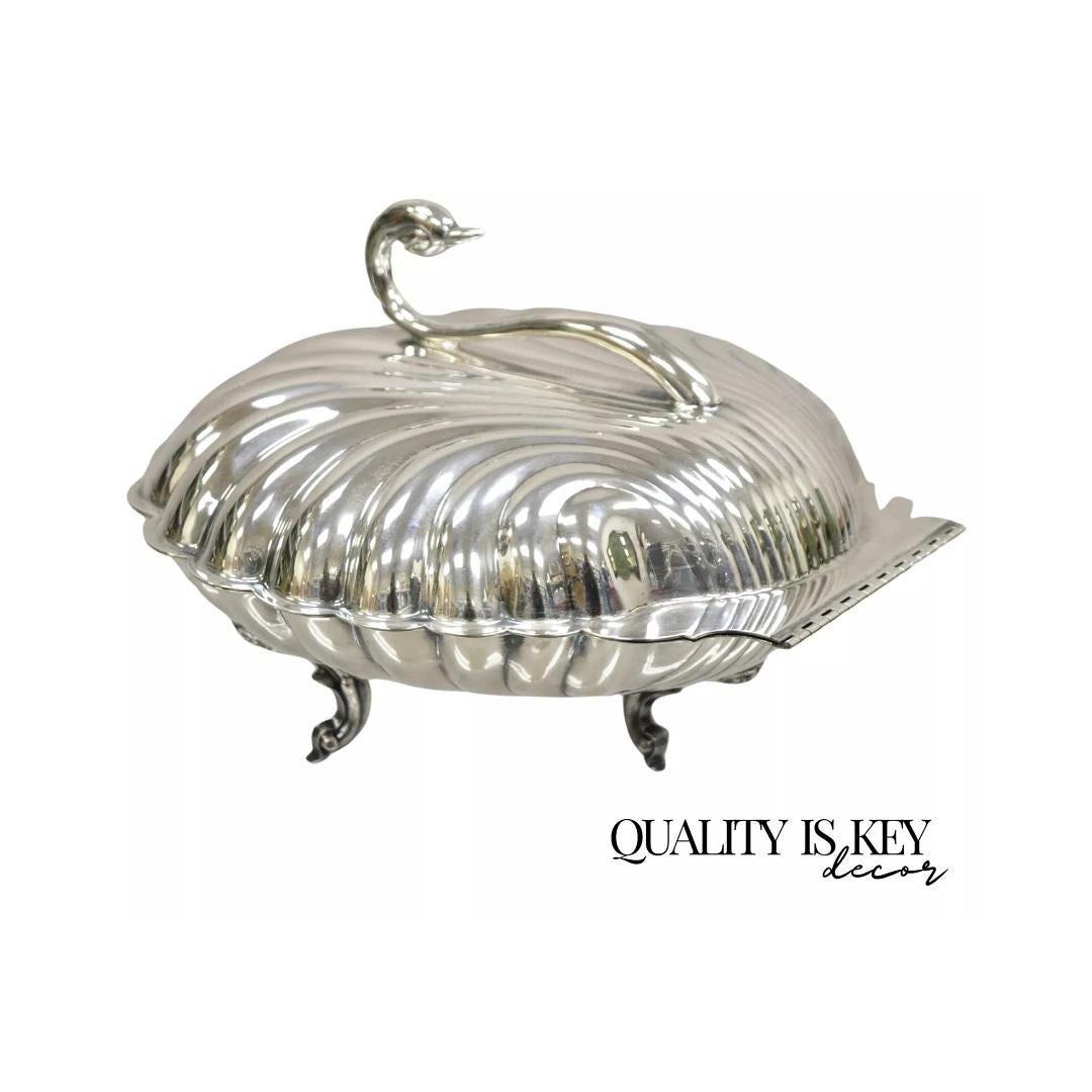 Leonard Regency Style Silver Plated Clam Shell Hinged Warmer With Swan ...